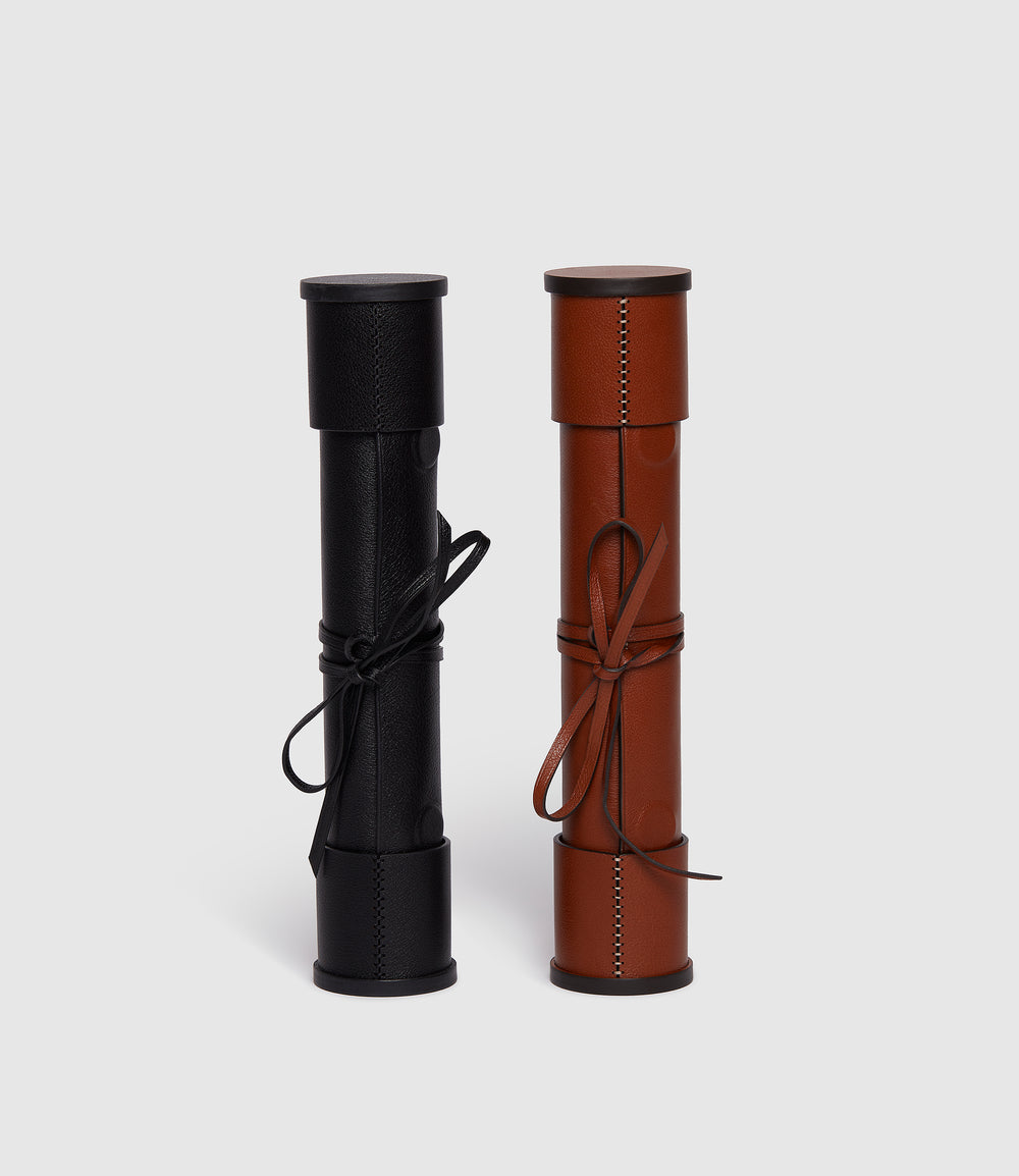 Métier Backgammon Set Brown Grained Italian Leather