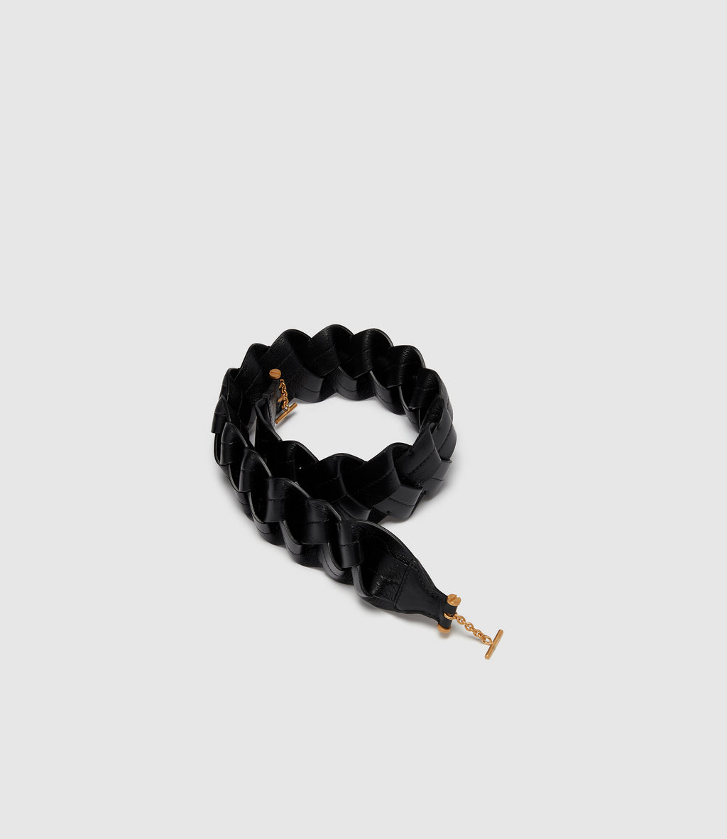Métier Loose Braided Strap Handmade Italian Elvis Buffalo Leather Black