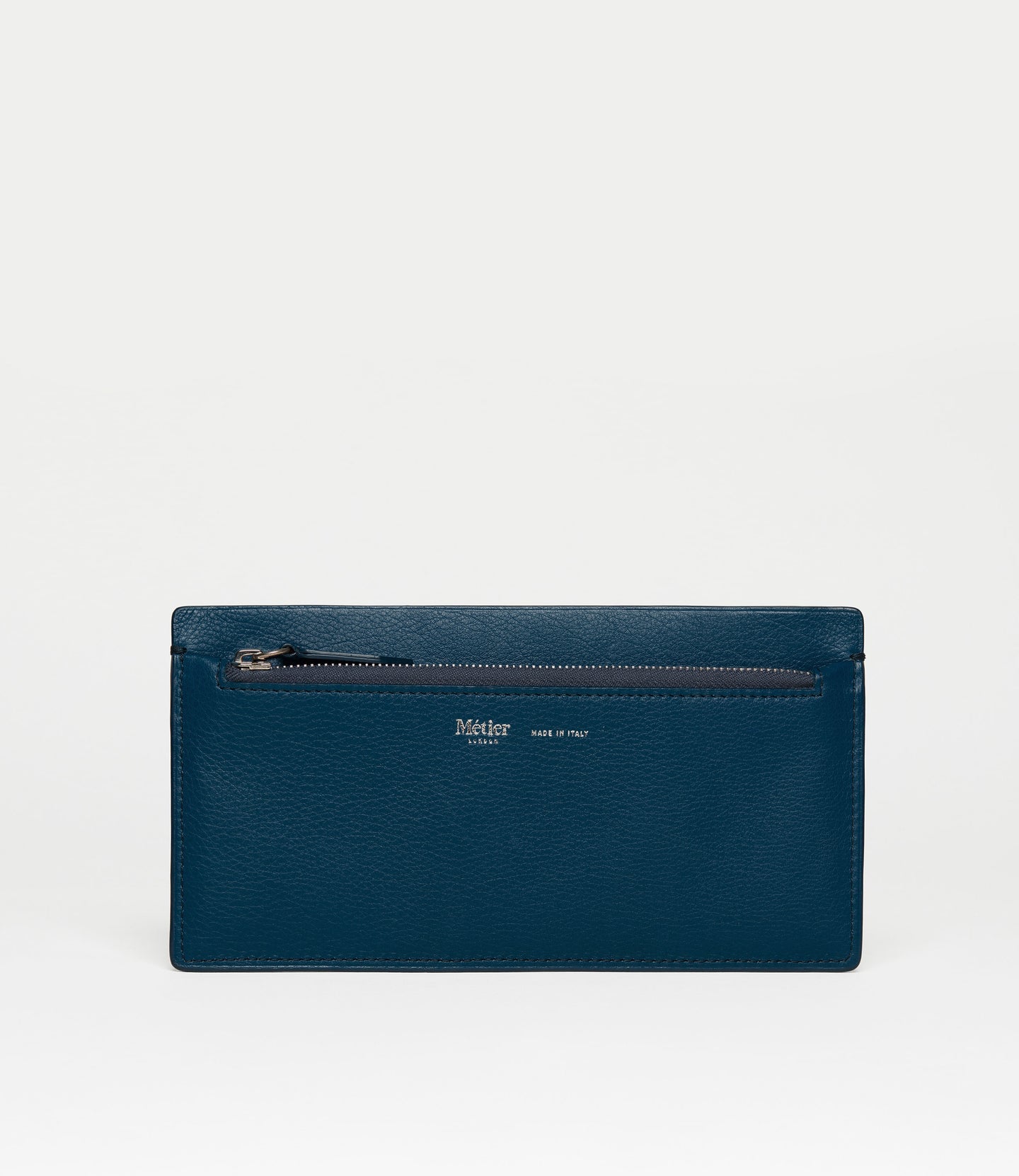 Métier Inside Out Wallet Handmade Italian Calfskin Leather Storm Blue